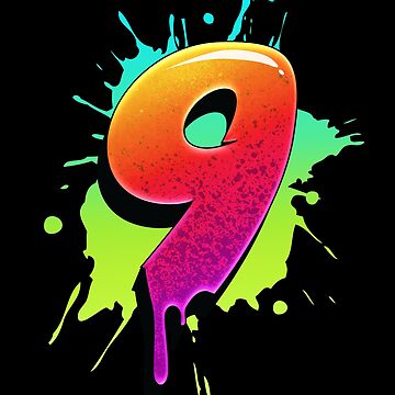 "Graffiti Number 9 Digit Colorful Paint Splash Style" Sticker for Sale ...