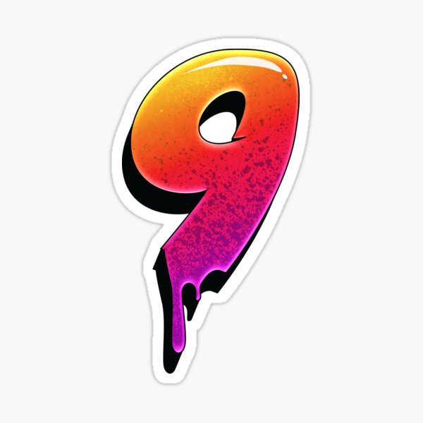 "Graffiti Number 9 Digit Colorful Paint Splash Style" Sticker for Sale ...