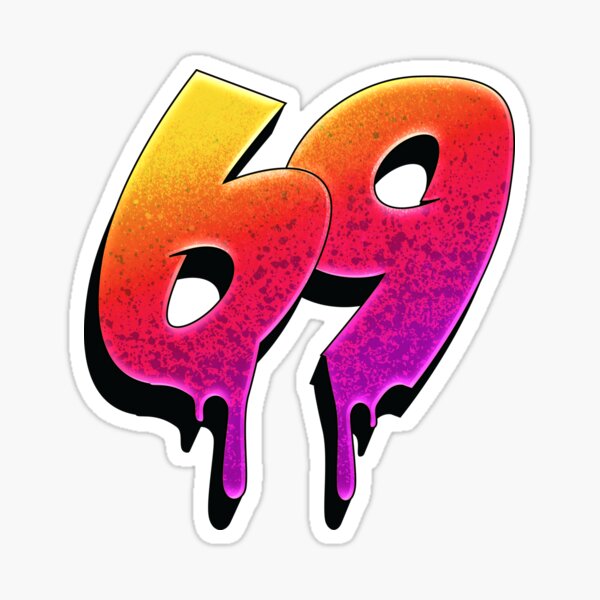 "Graffiti Number 69 Digit Colorful Paint Splash Style" Sticker for Sale ...