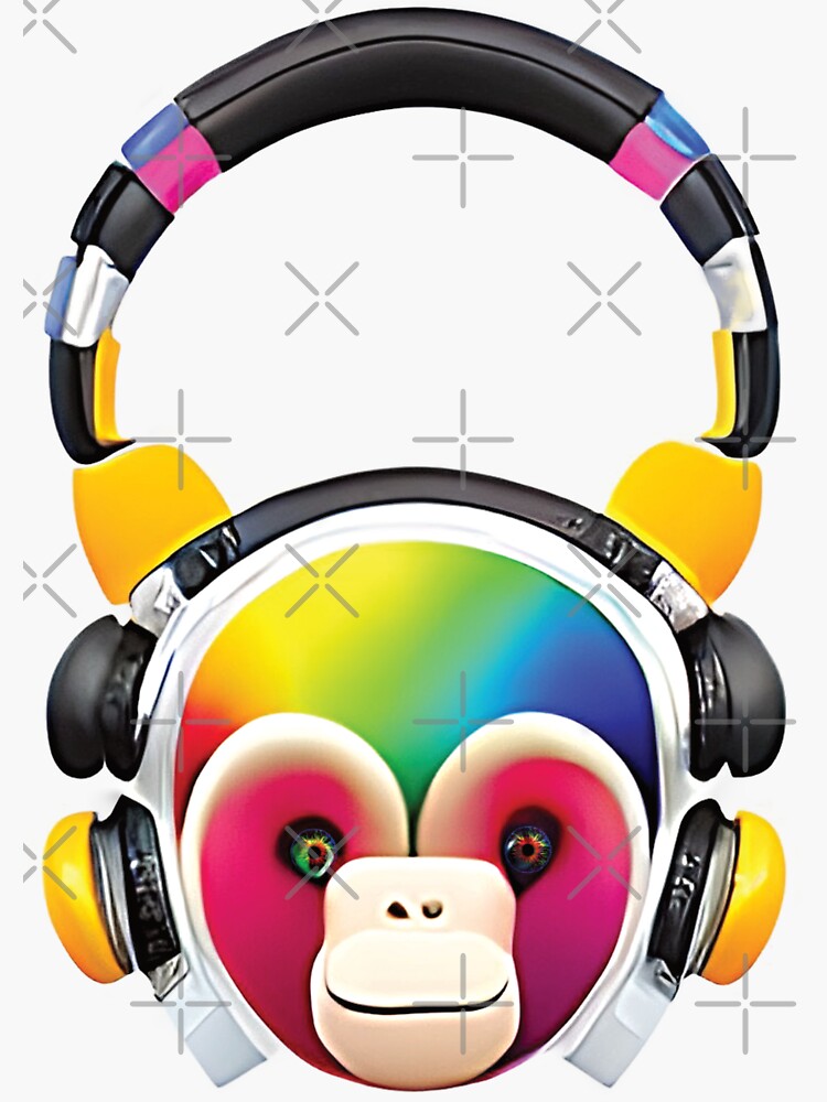 "Monkey headphone " Sticker for Sale by ralick | Redbubble