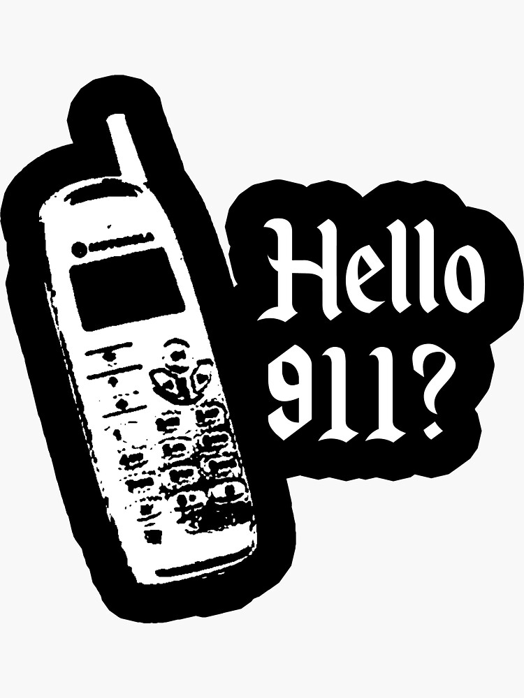 "Hello 911" Sticker for Sale by m1dnightmei | Redbubble