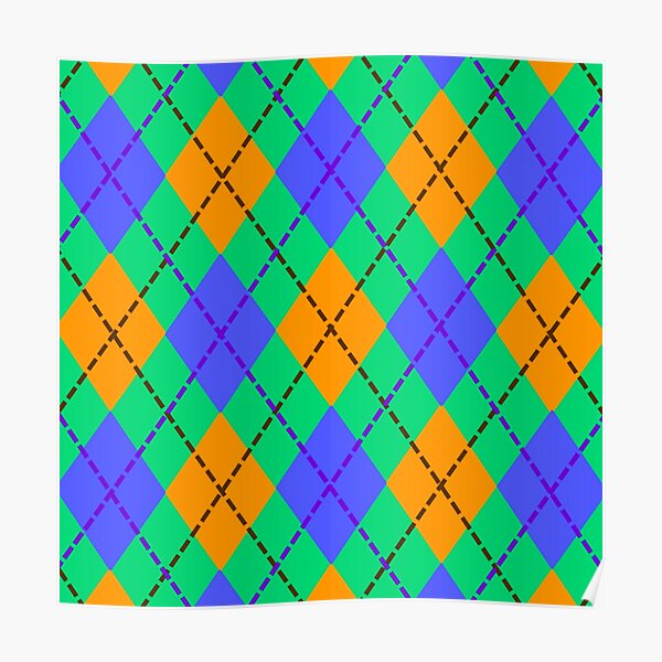 "Argyle Pattern - Blue, Green, Orange" Poster for Sale by TotallyRetroArt | Redbubble