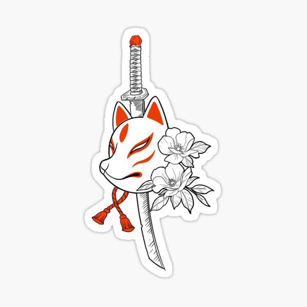 "Kitsune Retro" Sticker for Sale by HaraldJohn | Redbubble