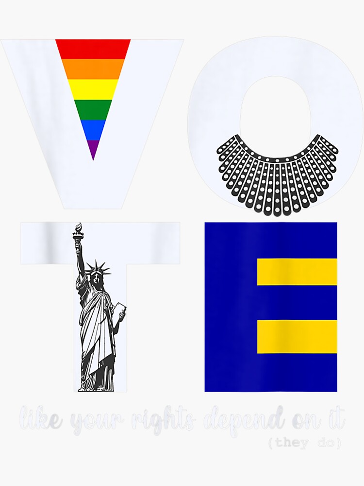 "Vote Dissent Collar Statue of Liberty Pride Flag Equality " Sticker ...