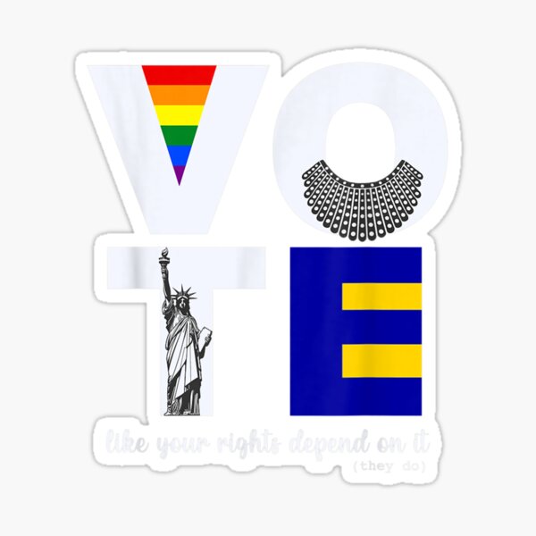"Vote Dissent Collar Statue of Liberty Pride Flag Equality " Sticker ...