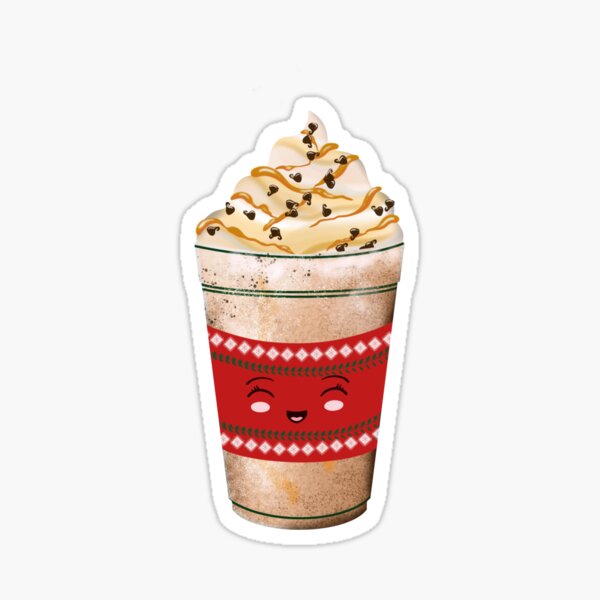"Cute Kawaii Winter. Caramel Drizzle Latte" Sticker for Sale by daphsam ...