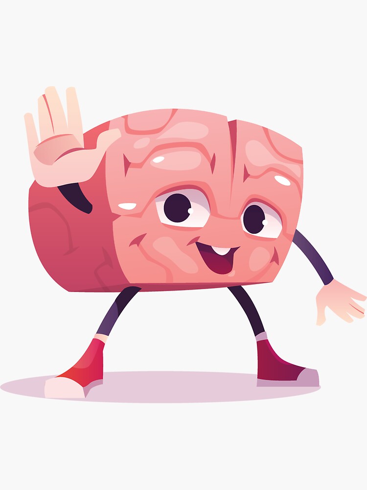 " Brain characters, with funny face" Sticker for Sale by wwelcome ...