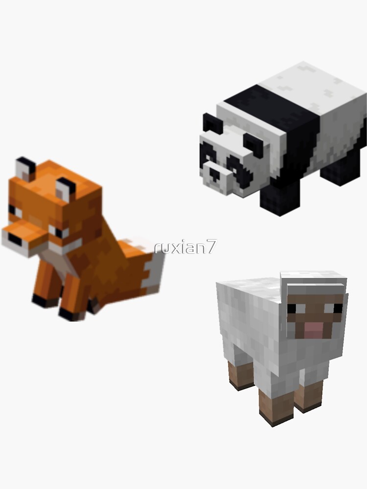 "Adorable Minecraft animals sheep fox & panda" Sticker for Sale by ...