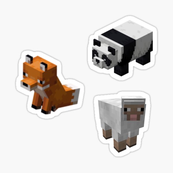 "Adorable Minecraft animals sheep fox & panda" Sticker for Sale by ...