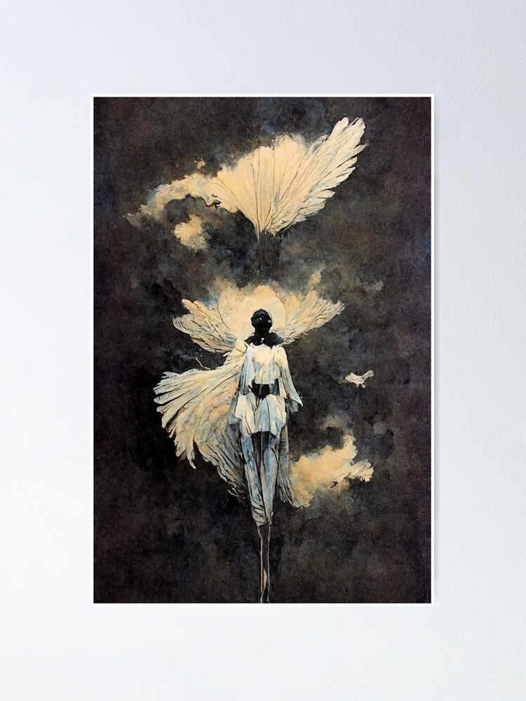 "angel of wind and sky white silhouette figure" Poster for Sale by ...