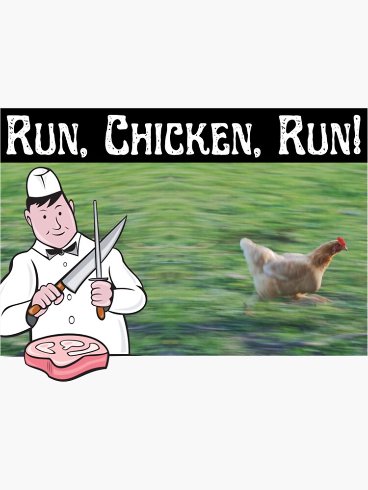 "Butcher- Running Chicken Funny and Trendy Meme Design " Sticker for ...