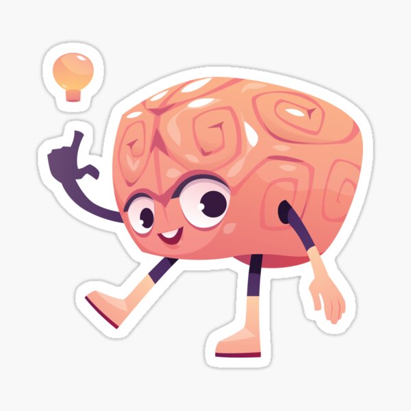 " Brain characters, with funny face " Sticker for Sale by wwelcome ...