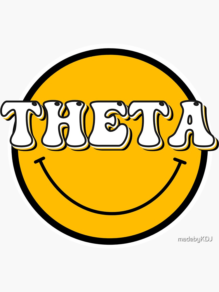 "Theta Smiley Face" Sticker for Sale by madebyKDJ | Redbubble