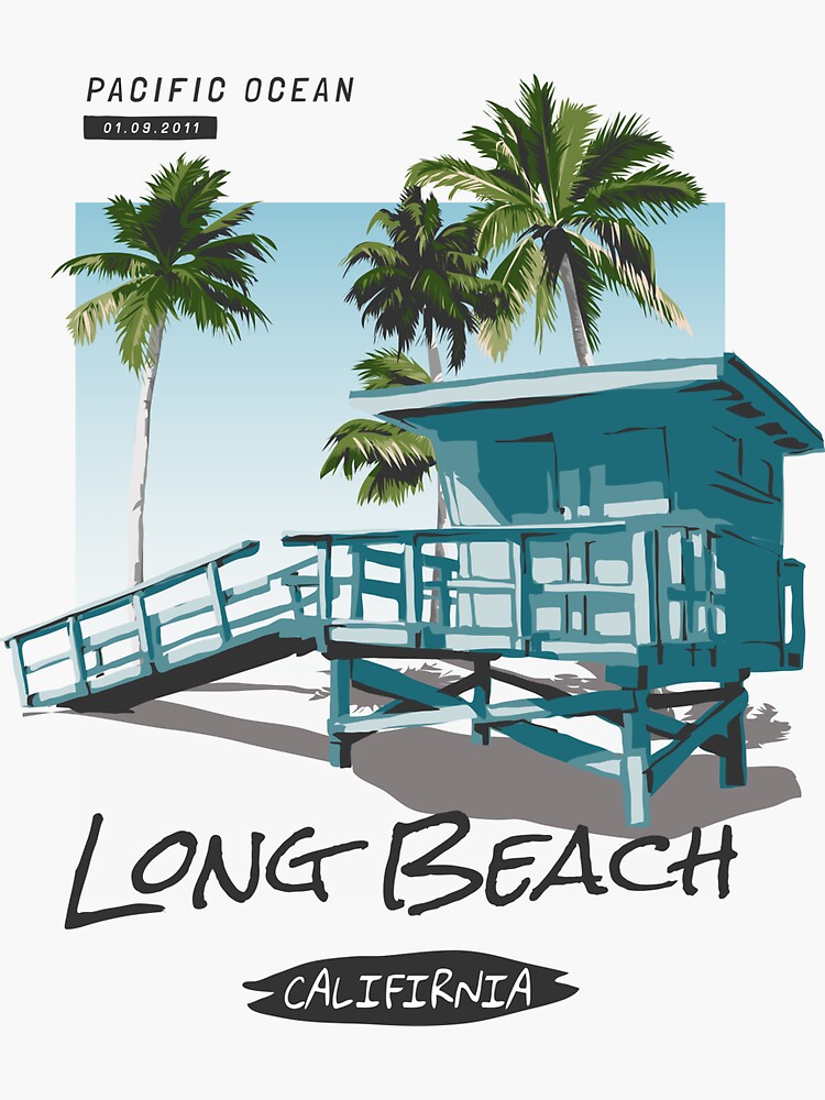 "LONG BEACH CALIFIRNIA" Sticker for Sale by kdhabana | Redbubble
