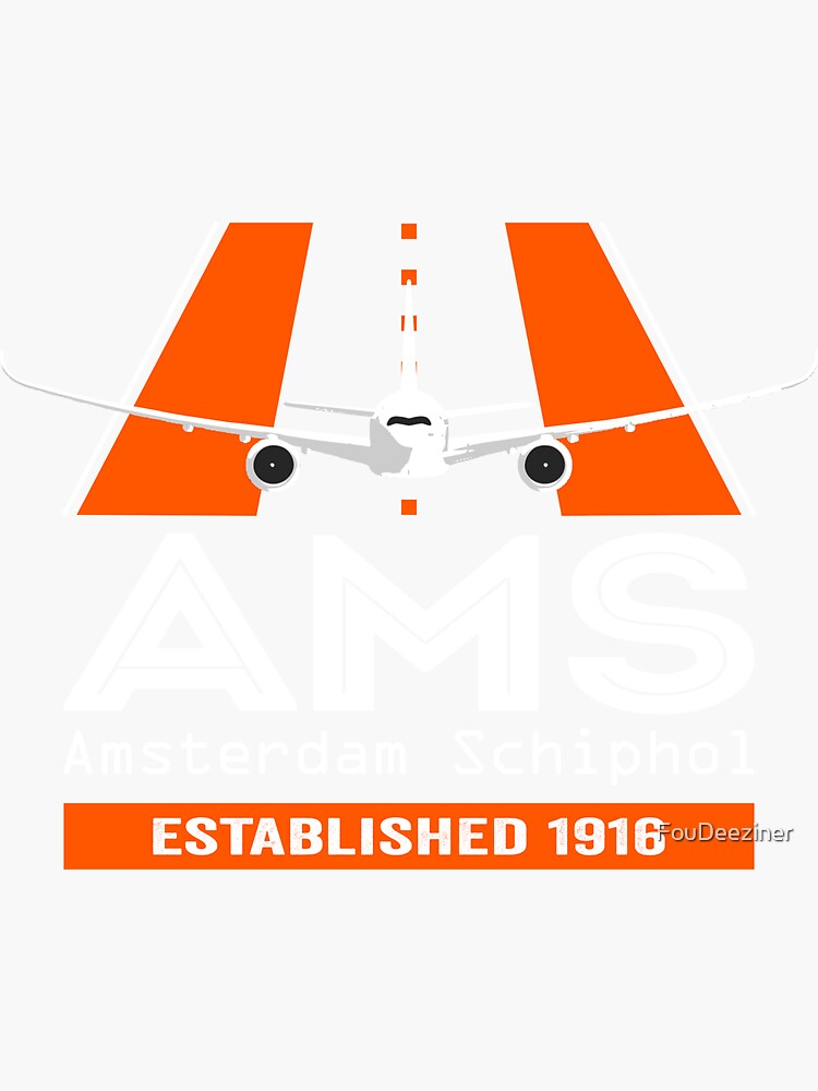 "AMS Amsterdam Schiphol Airport - Plane Design" Sticker for Sale by ...