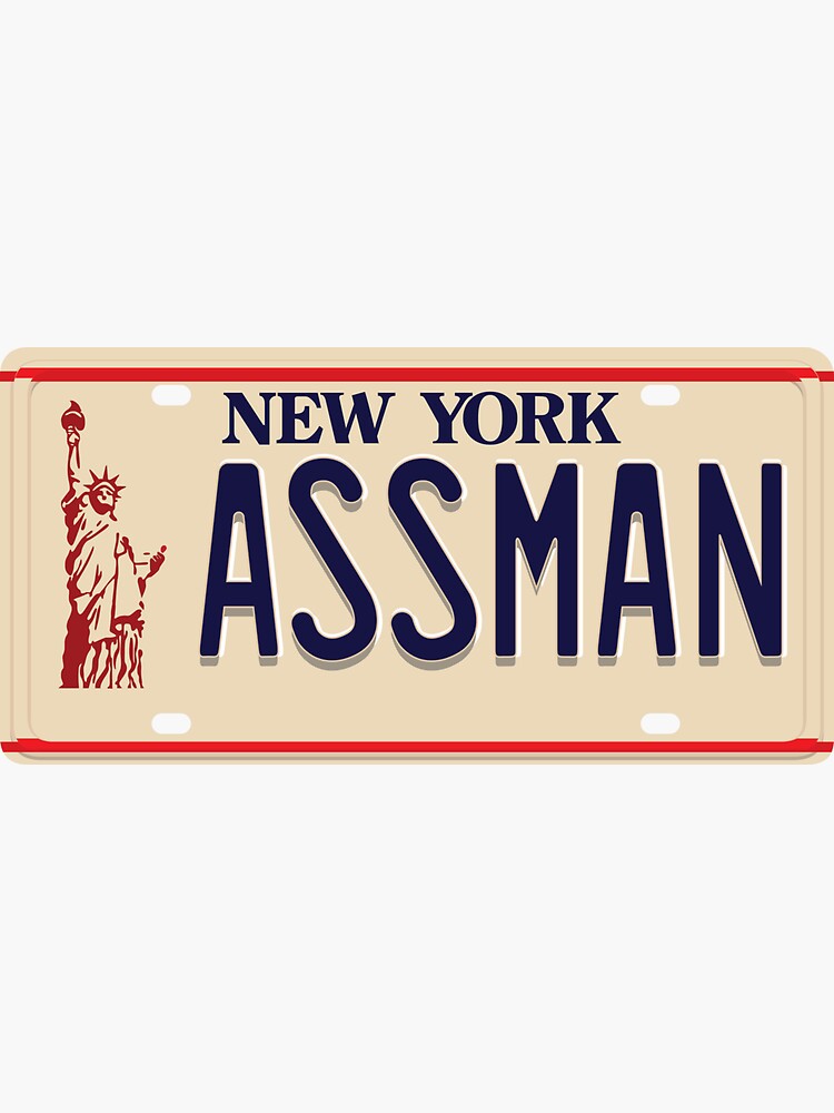 "Assman License Plate from Classic 90's TV Sitcom" Sticker for Sale by ...