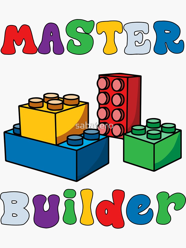 "Master Builder Kids Building Blocks Brick Builder " Sticker for Sale ...