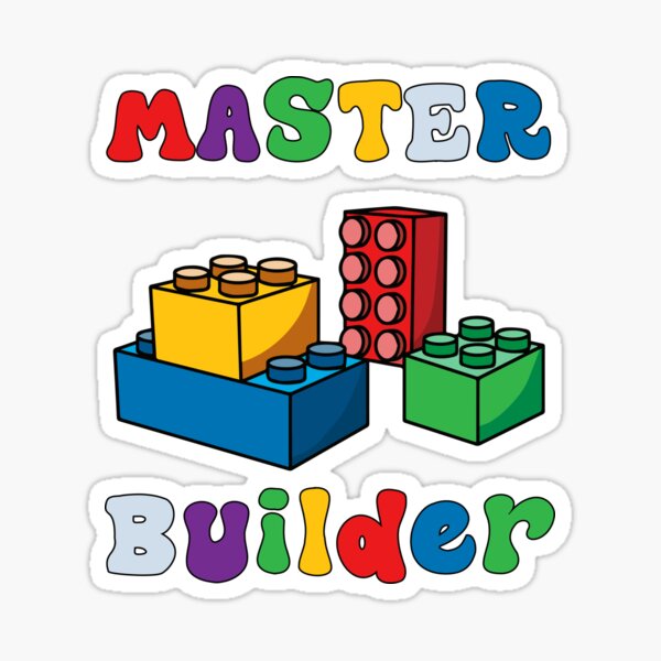 "Master Builder Kids Building Blocks Brick Builder " Sticker for Sale ...
