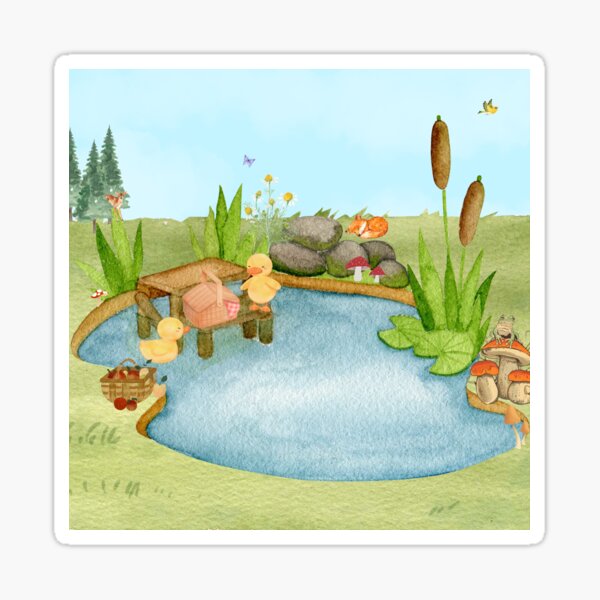 "Picnic at the Pond" Sticker for Sale by KaraOnDemand | Redbubble