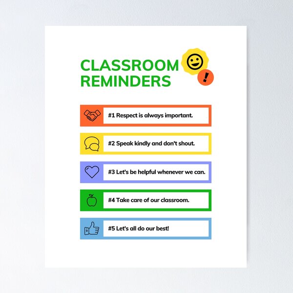 "Classroom Reminders, Classroom Manners, Classroom Rules" Poster for ...