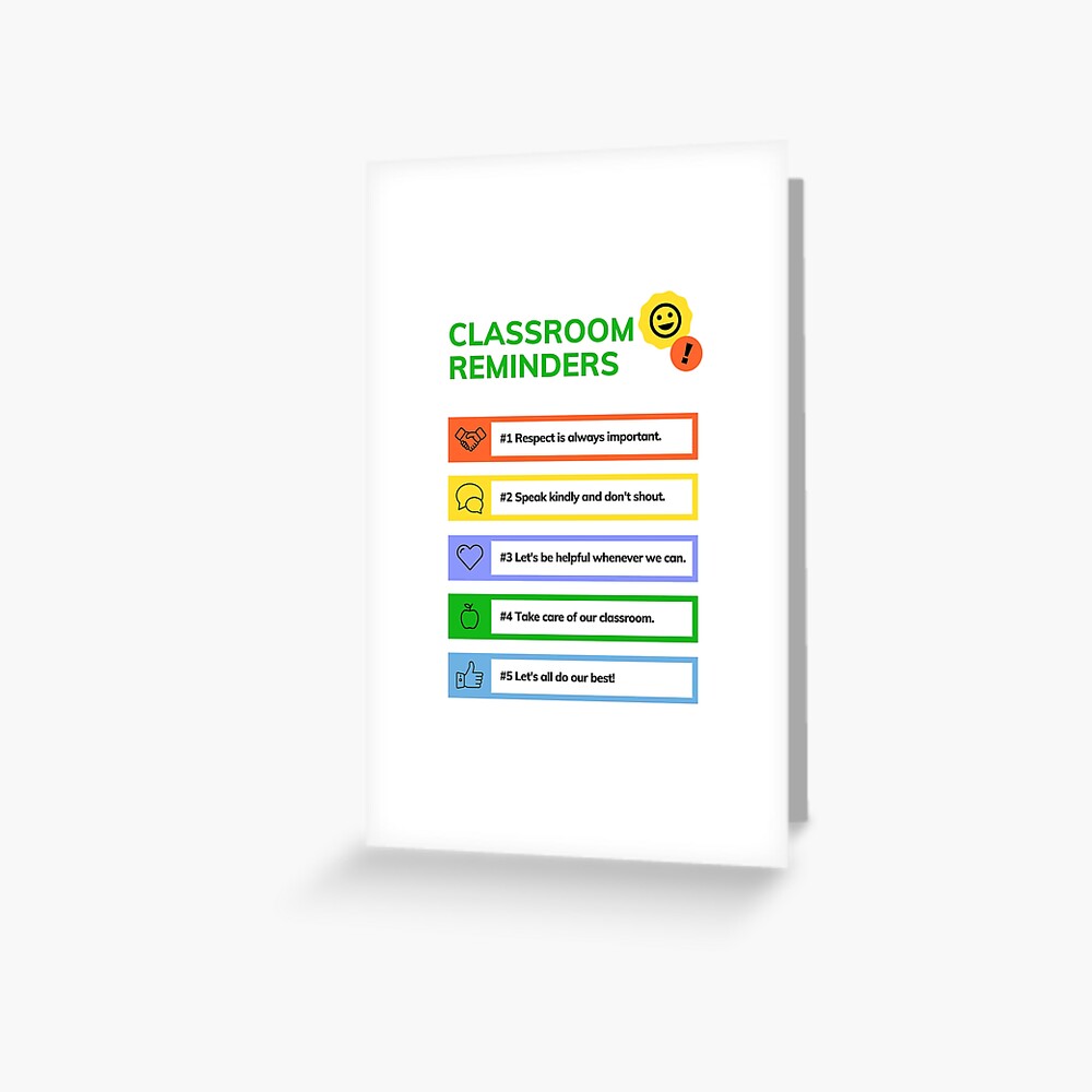 "Classroom Reminders, Classroom Manners, Classroom Rules" Greeting Card ...
