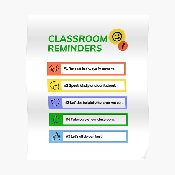 "Classroom Reminders, Classroom Manners, Classroom Rules" Poster for ...