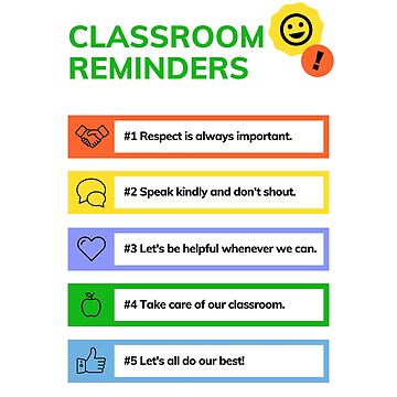 "Classroom Reminders, Classroom Manners, Classroom Rules" Poster for ...