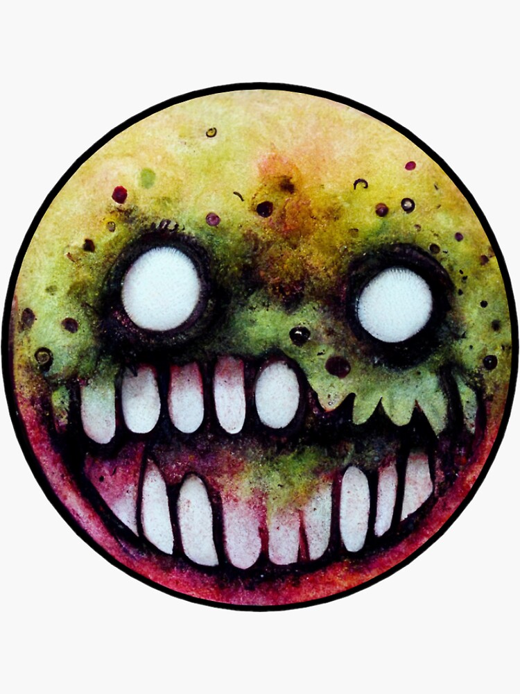 "Creepy Zombie Smiley Face version 22" Sticker for Sale by SmileyDan ...