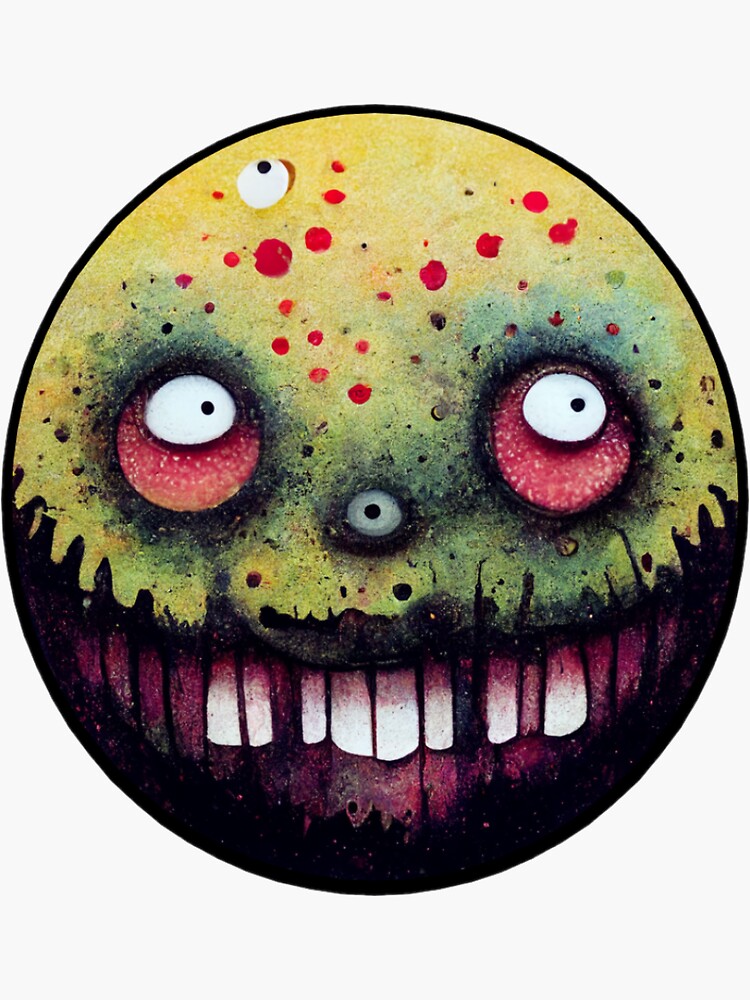 "Creepy Zombie Smiley Face version 23" Sticker for Sale by SmileyDan ...
