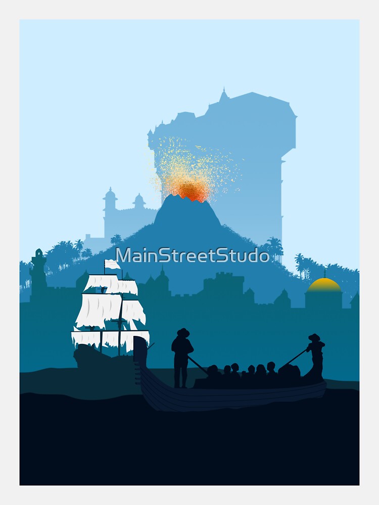"Sea Land - Minimalist Travel Style - Theme Park Art" Sticker for Sale ...