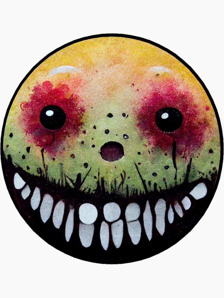 " Creepy Zombie Smiley Face version 27" Sticker for Sale by SmileyDan ...