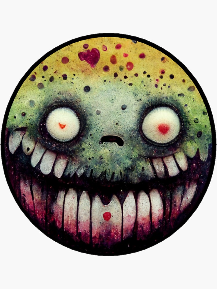 "Creepy Zombie Smiley Face version 31" Sticker for Sale by SmileyDan ...