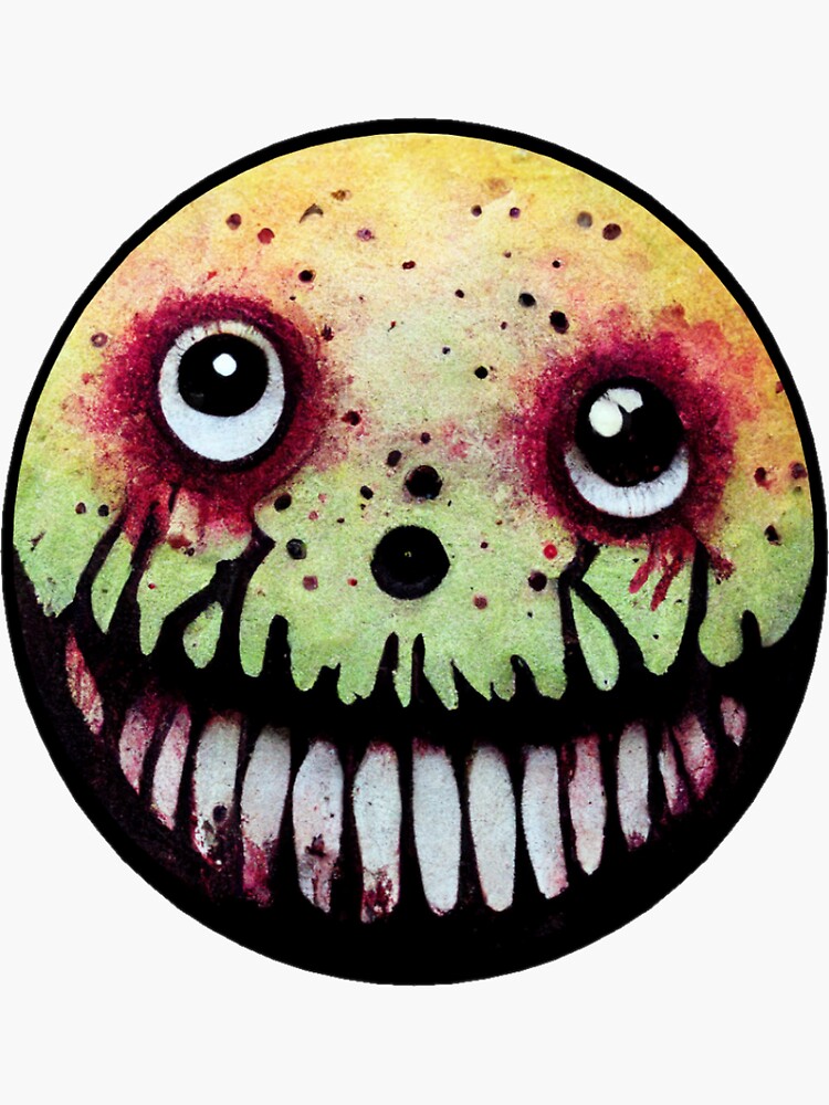 "Creepy Zombie Smiley Face version 32" Sticker for Sale by SmileyDan ...