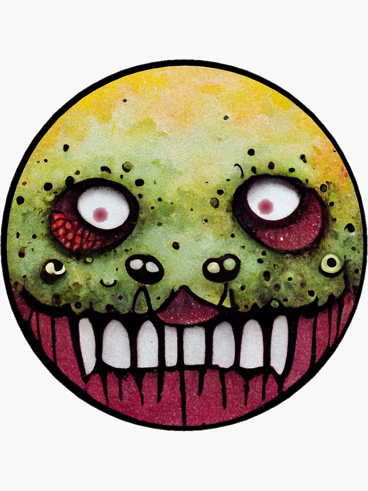 "Creepy Zombie Smiley Face version 33" Sticker for Sale by SmileyDan ...