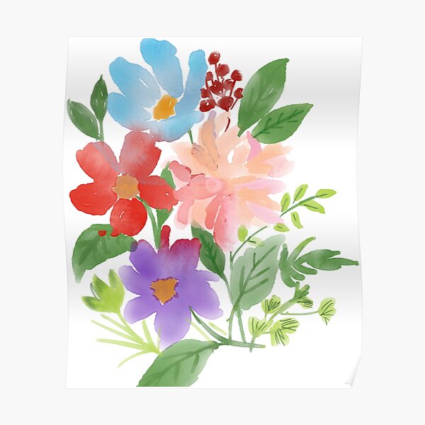 "watercolor flowers" Poster for Sale by Mrichghshop | Redbubble