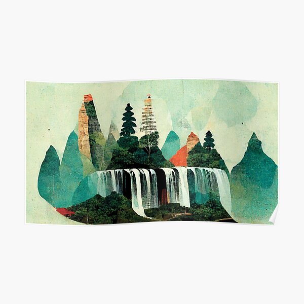 "Waterfalls Artwork Collage" Poster for Sale by visionaryberry | Redbubble