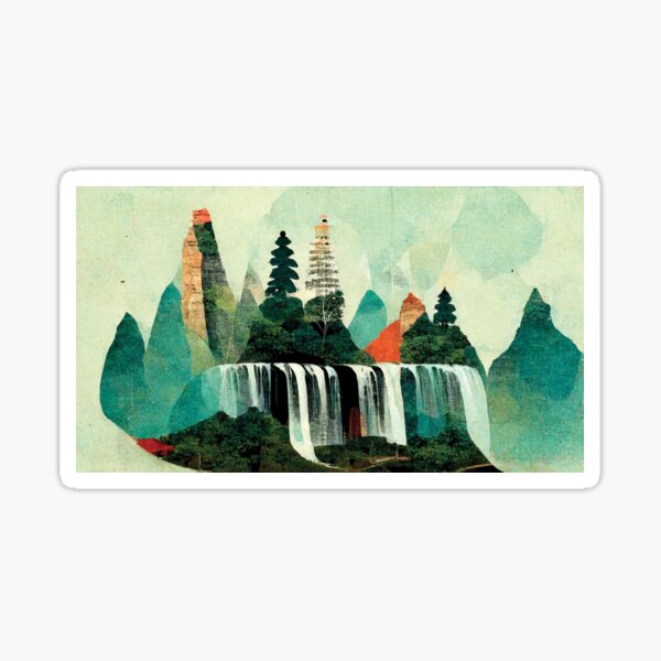 "Waterfalls Artwork Collage" Sticker for Sale by visionaryberry | Redbubble