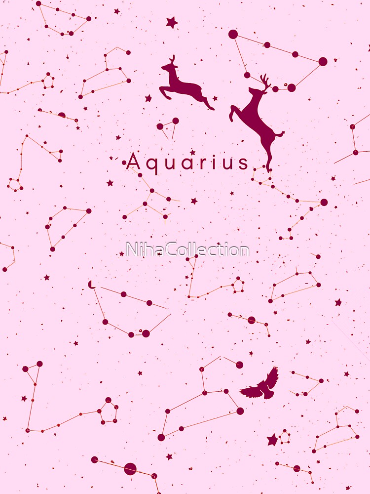 "Aquarius Light Pink Zodiac Design - Astrology Night Sky" Sticker for ...
