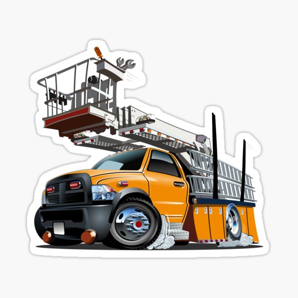"Cartoon Platform Lift Truck" Sticker for Sale by Mechanick | Redbubble
