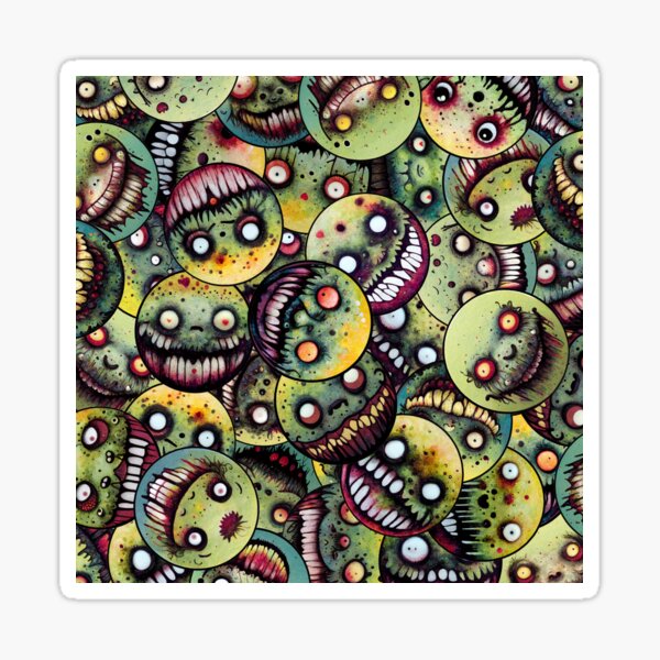 "Overlapping Creepy Zombie Smiley Faces" Sticker for Sale by SmileyDan ...