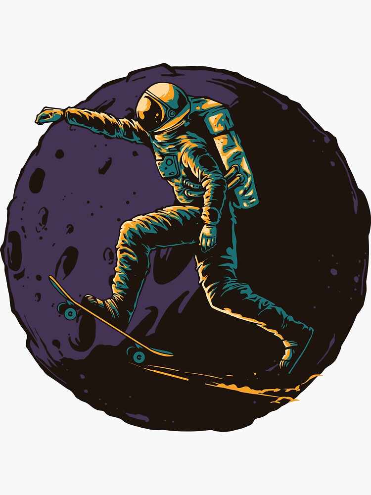"Astro Skate" Sticker for Sale by surrealkedi | Redbubble