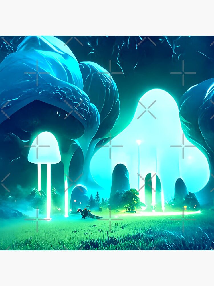 "Neon blue mushrooms | AI generated art" Sticker for Sale by ...