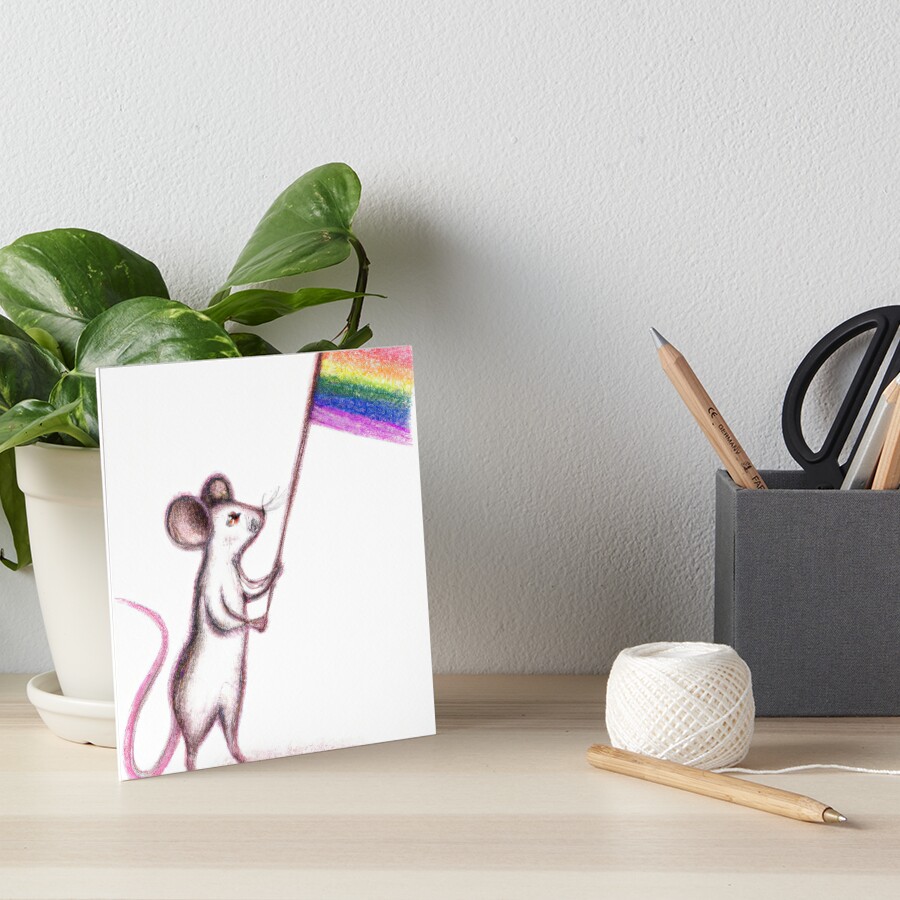 "Cute LGBTQ Mouse holding a Pride Flag" Art Board Print for Sale by ...