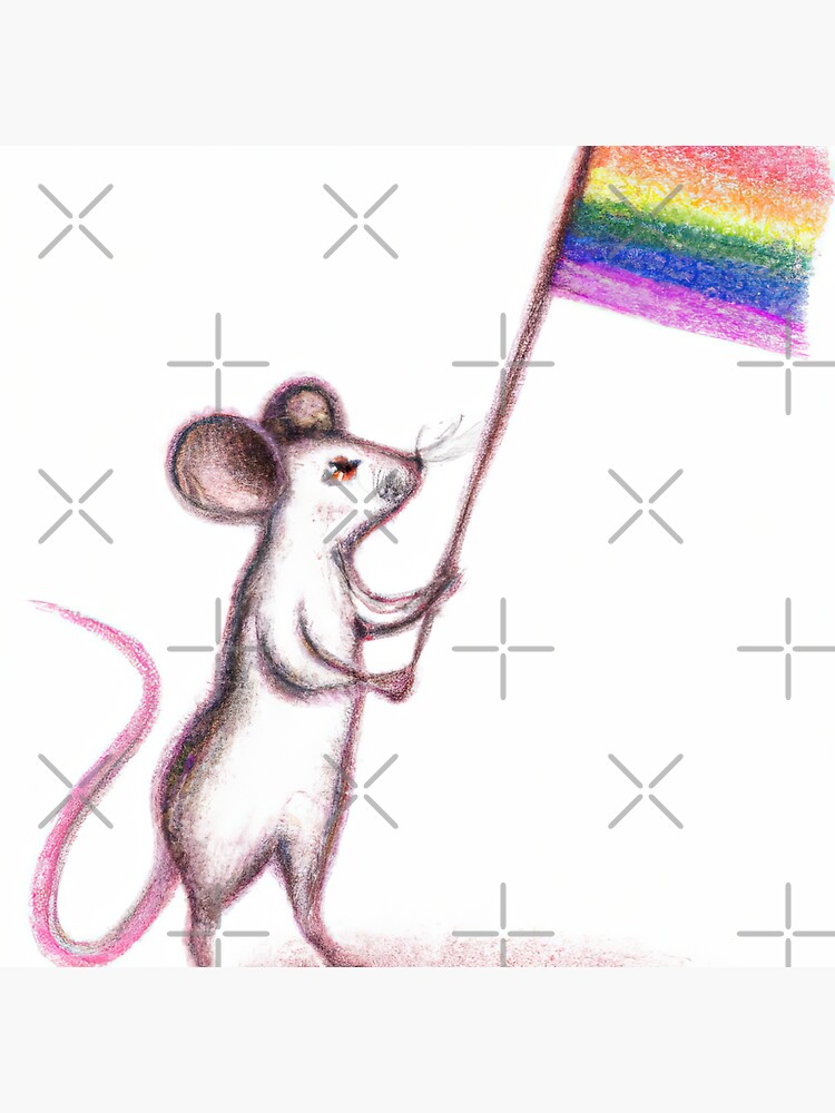 "Cute LGBTQ Mouse holding a Pride Flag" Sticker for Sale by DonutShirts ...