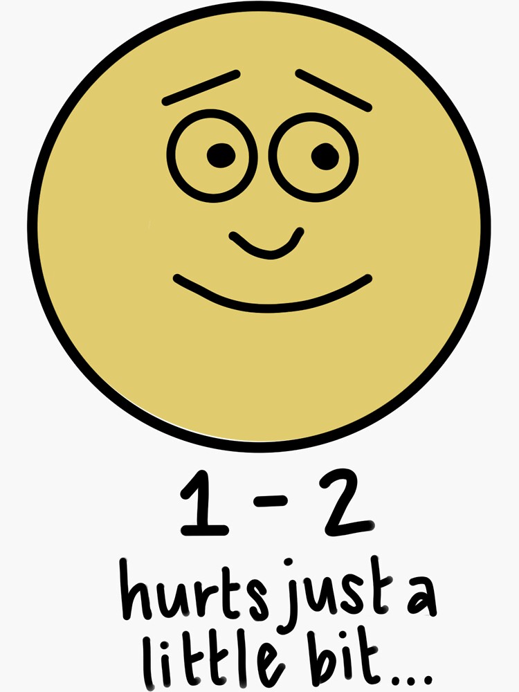 "Pain scale sticker hurts just a little bit" Sticker for Sale by eam333 ...