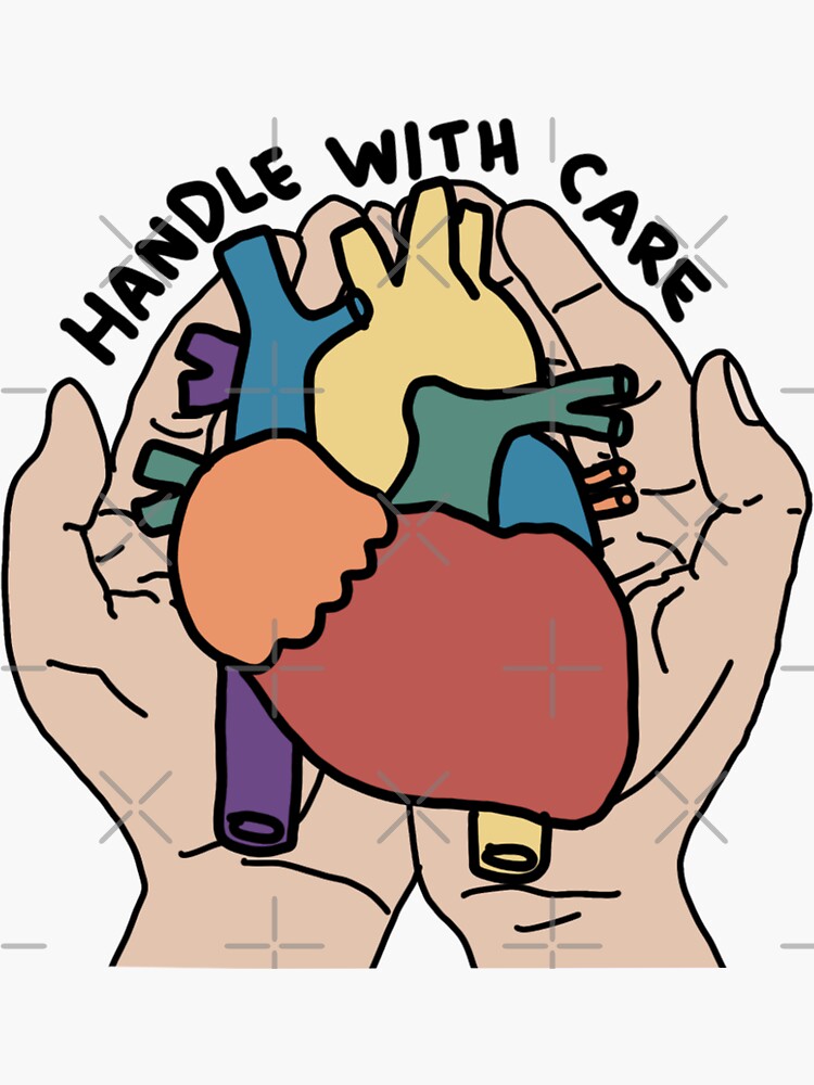 Handle With Care Heart Sticker For Sale By Marnilauren Redbubble