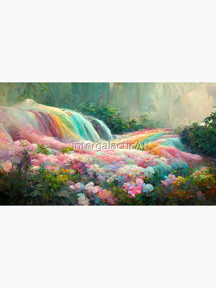 "Pastel Rainbow Waterfall Scene" Sticker for Sale by intergalacticAI ...