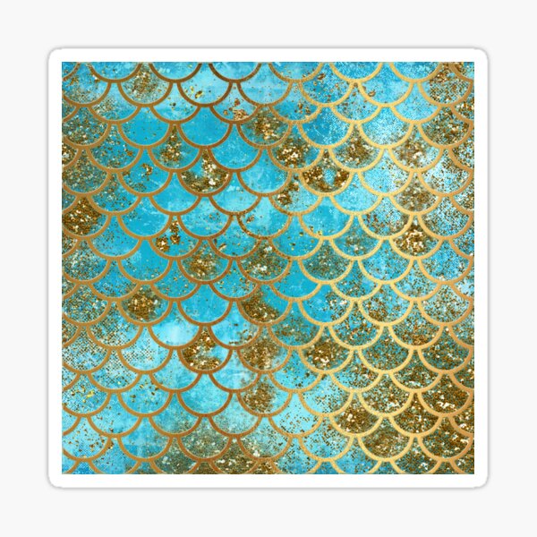 "Teal, Gold Glitter and Blue Sparkle Faux Glitter Mermaid Scales ...