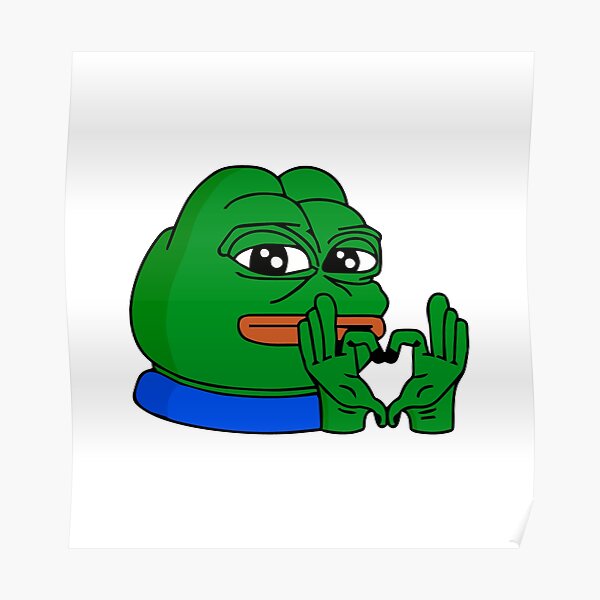 "Heart Sign Pepe Emote Love Pepe The Frog " Poster for Sale by sayedmossad | Redbubble