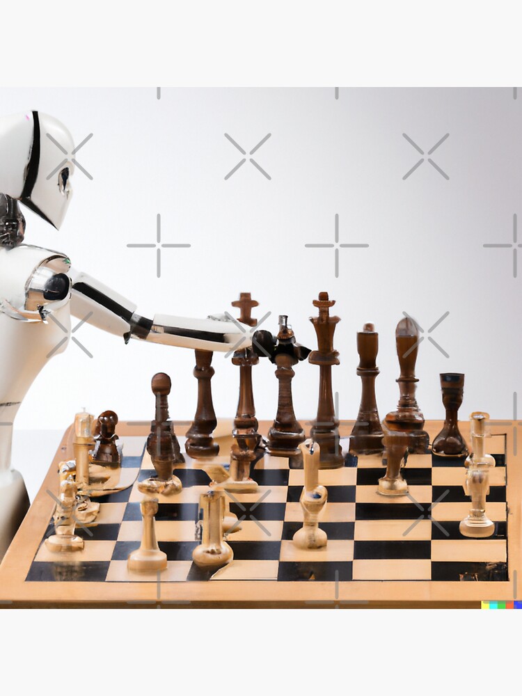 "Robot Playing Chess" Sticker for Sale by ai-draw | Redbubble